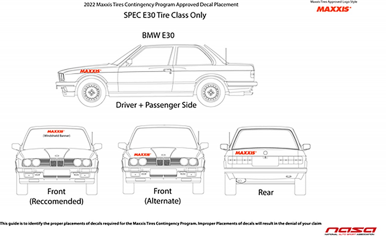 Maxxis Offers Alternate Spec E30 Front Decal Requirements - NASA Speed ...